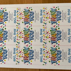 Editable Polka Dots Birthday Thank You Tag, Kids Party Favor Labels ...