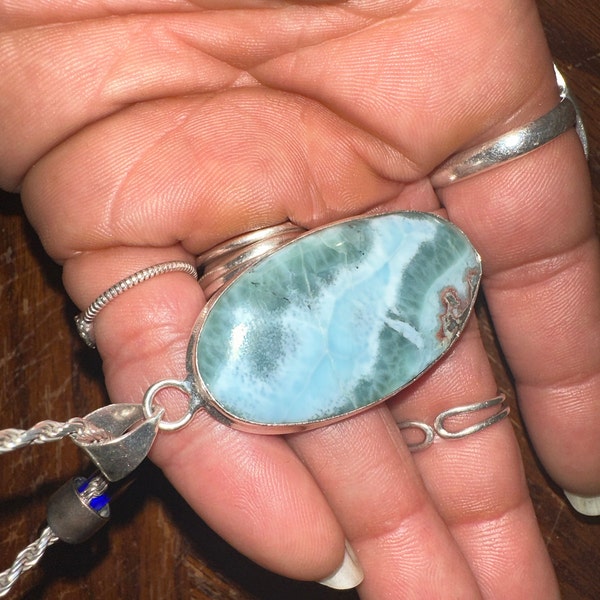 Larimar Pendant 925 Sterling Silver Pendant Larimar Gemstone Pendant ...