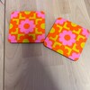 Cute Coasters Set of 4 Wavy Coasters Funky Decor Cork Coaster Colourful ...