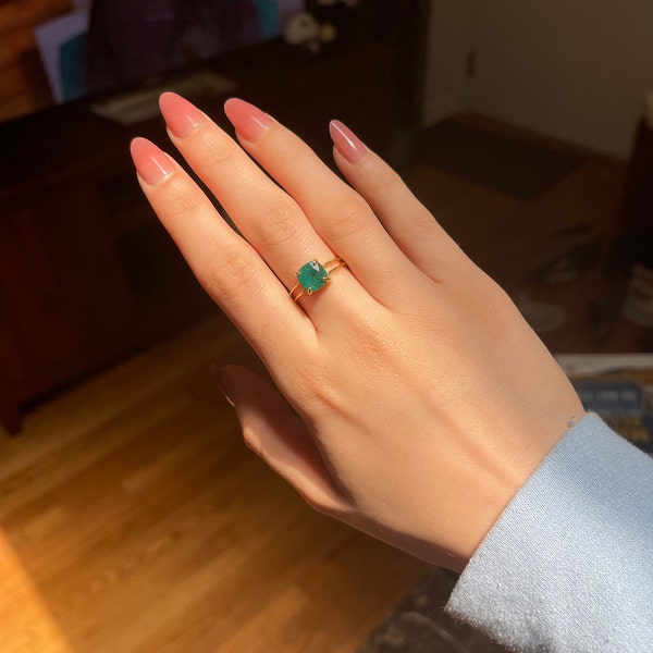 Emerald Double Band Ring, Raw Emerald Double Band Ring, Gold Raw ...