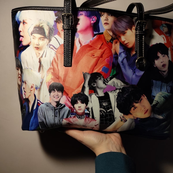 BTS Collage Apron W/ Pockets - K-pop Kitchen - Tie-back - Purple ...