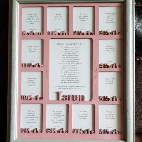 Baby First Year Personalized Frame - Holds Twelve 2.5" X 3.5" Newborn ...