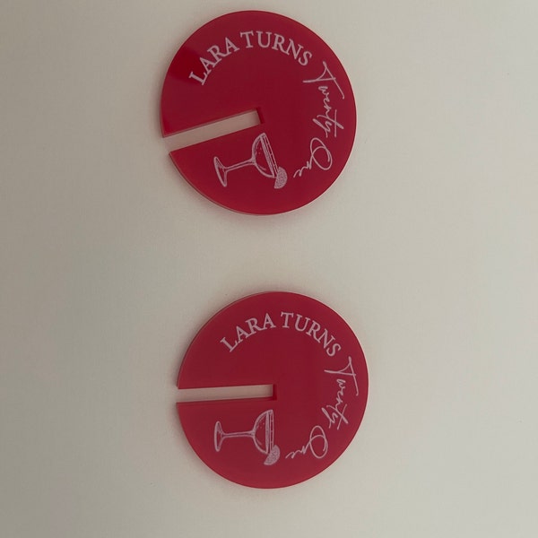 Round Cocktail Glass Hanging Drink Tag | Stemless Drink Tag | Drink ...