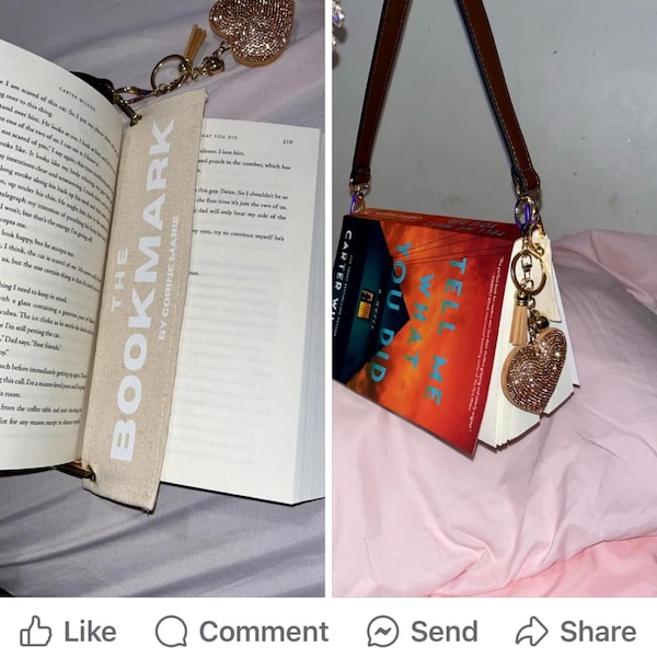 Bookmark With Detachable Handle, Book Carrier, Pink Faux Leather ...