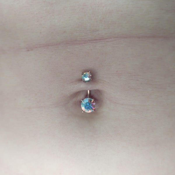 Golden Dangly 4 Cz's Long Belly Ring..14g..10mmb06g) - Etsy