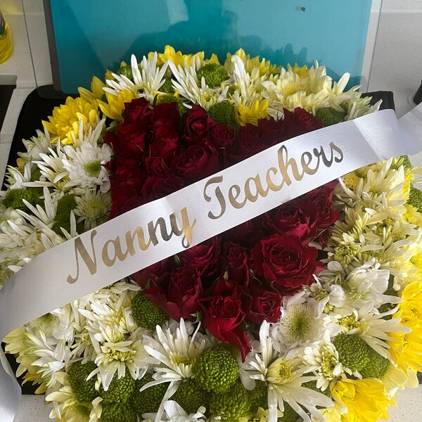 Floral Tribute Ribbon, Birthday Bouquet and Wreath Ribbon. Personalised ...