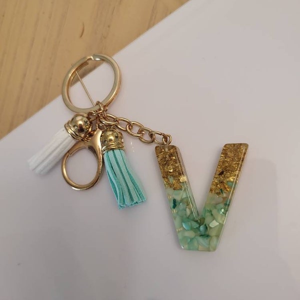 Initial Keychain, Personalized Resin Letter Keychain, Custom Letter ...