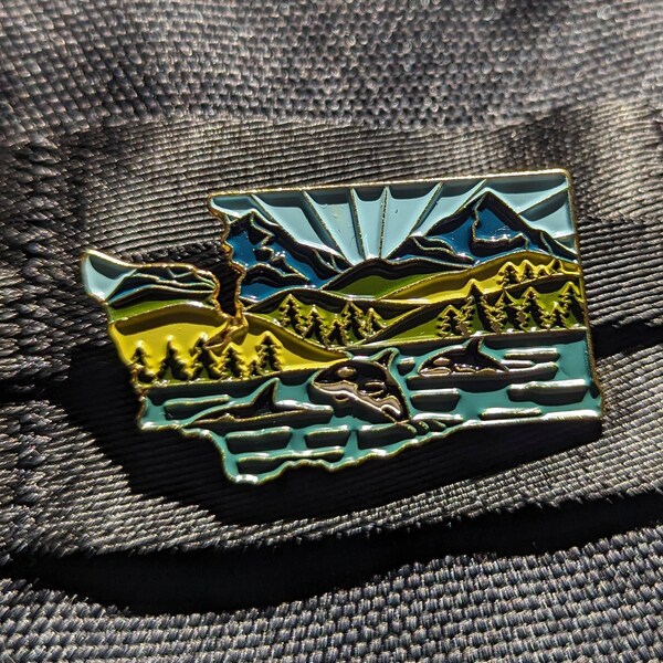 Washington Enamel Pin | Gold Soft Enamel Pin | Illustrated United State ...