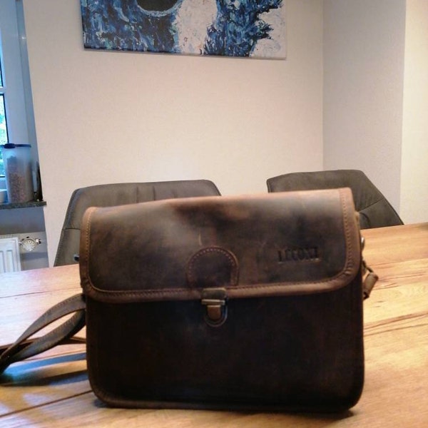 LECONI Shopper Shoulder Bag Handle Bag Ladies Bag Vintage Leather Brown ...