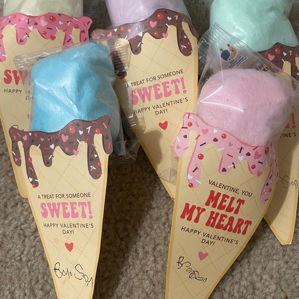 Ice Cream Cone Printable Classroom Valentine Cards, Kids Valentine's ...