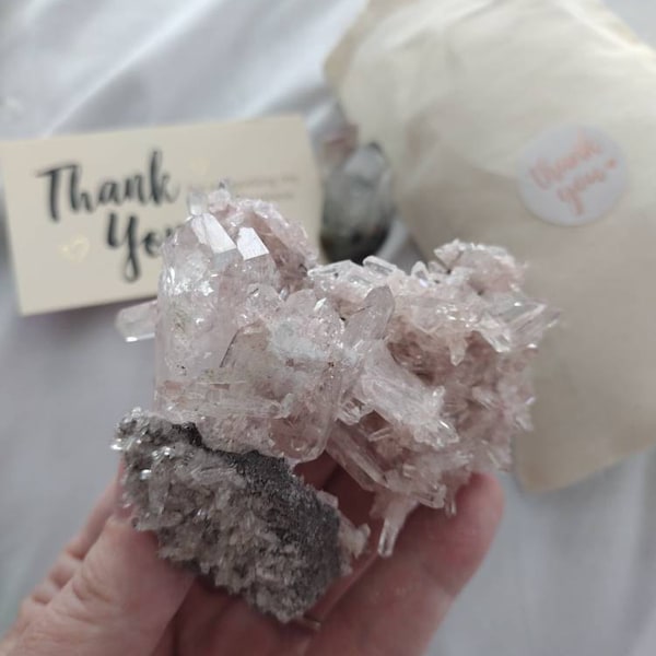 Statement Pink-purple Diamond Calcite on Dogtooth Calcite Specimen With ...