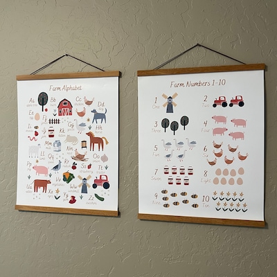 Farm Alphabet Numbers Prints, Farm Nursery Wall Art, Farm Kids Room ...