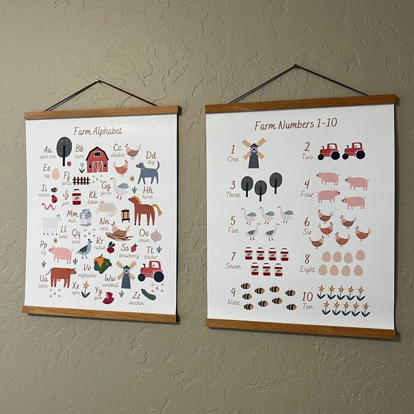Farm Alphabet Numbers Prints, Farm Nursery Wall Art, Farm Kids Room ...