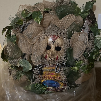 Jason Voorhees Wreath. Friday the 13th Wreath. Camp Crystal Lake Custom ...