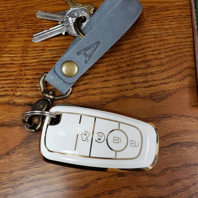 Personalized Leather Keychain Snap Closure With Keyring and - Etsy
