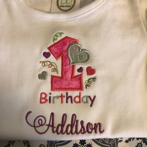 Birthday Embroidery Design First Birthday Embroidery Baby Girl Birthday ...