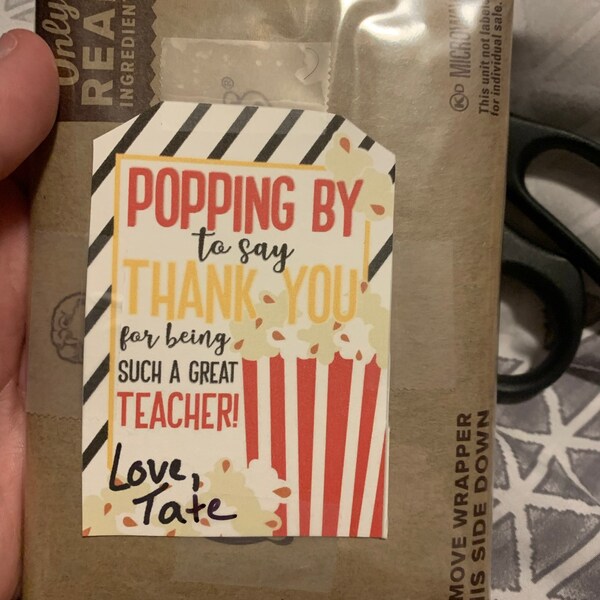 Popcorn Teacher Appreciation Printable Gift Tags, Popping by to Say ...