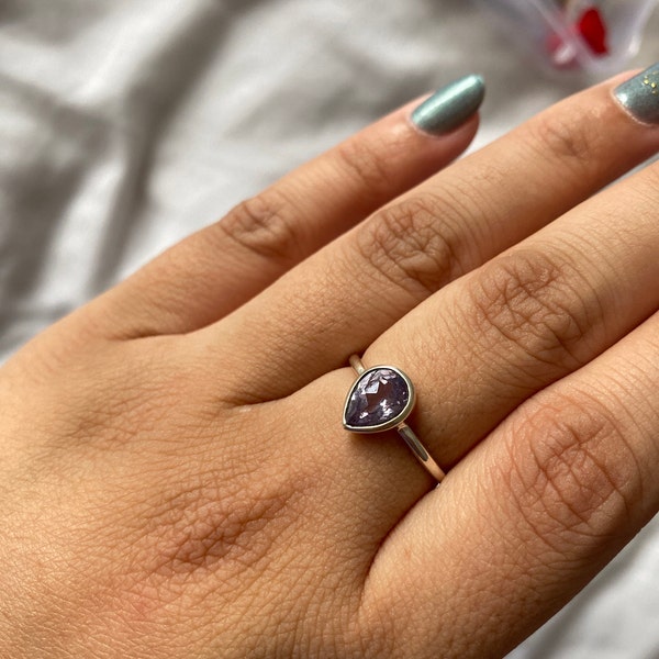 Dainty Pear Alexandrite Ring: 18K Gold Fill, Sterling Silver Bridal ...