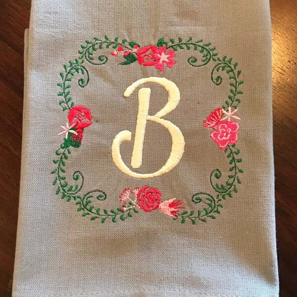 Floral Square Font Frame Monogram Embroidery Design - Font Not Included ...