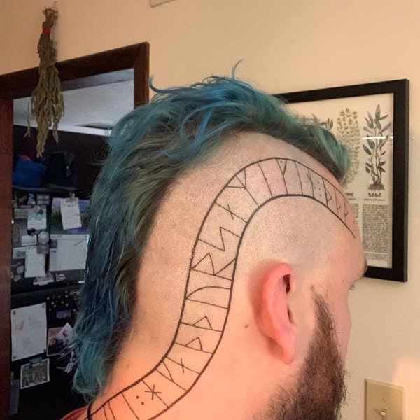 Floki Head Tattoo Vikings for Cosplay. Includes Both Sides of the Head ...
