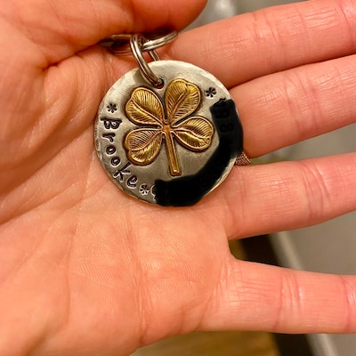 Custom Dog Id Tag Brass Four Leaf Clover - Etsy