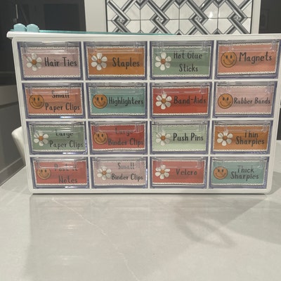 Retro Rainbow 10-drawer Cart Labels editable - Etsy