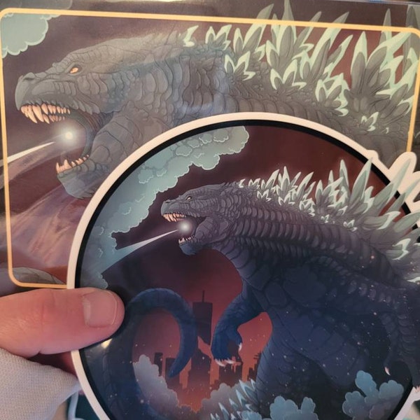 Godzilla King of Monsters 5 Inch Vinyl Sticker & Kaiju Collectable Card ...
