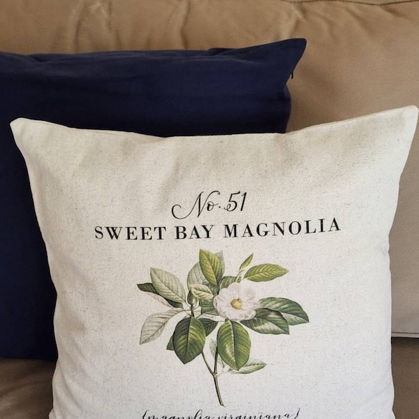 Sweet Bay Magnolia Pillow Cover | 18 X 18 | 20 X 20 | Botanical Pillow ...