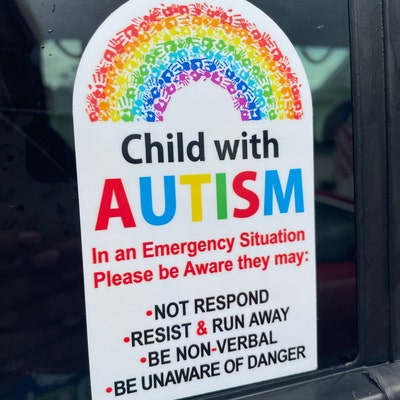 Child With Autism Sticker Door Wall Window Emergency 911 Safety Alert ...