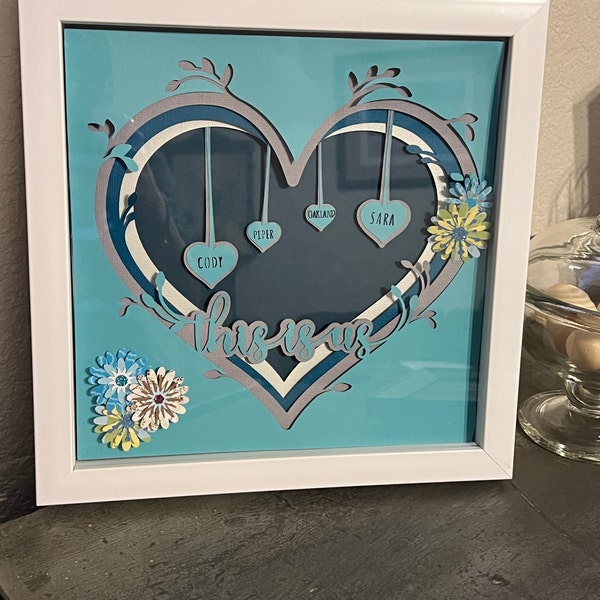 3D This is Us Family Heart Shadow Box With Custom Names, Family Tree ...