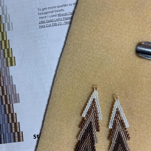 Earring Pattern for Beading Brick Stitch Pattern for Beaded Fringe Earrings Instant Download ...