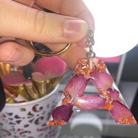 Real Flower Resin Keychain, Rose Petals Keychain, Handmade Custom Key ...