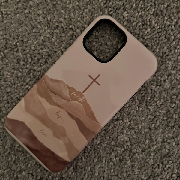Cross Christian Tough Phone Case, Faith Hope Love, Hard iPhone 17 Case ...