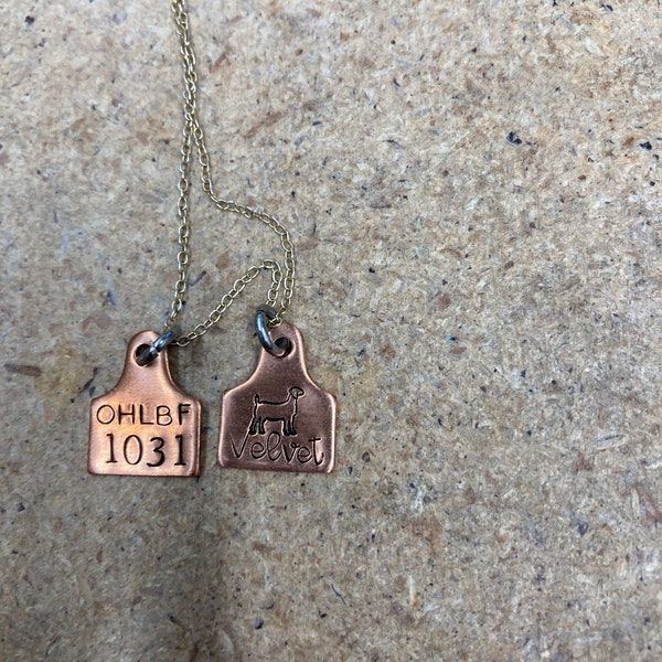 Tiny Ear Tag, Mixed Metal Tag, Multiple Ear Tags, Cow Necklace, Sheep ...