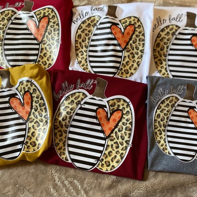 Sublimation & Htv Transfers Hello Fall Leopard Striped Pumpkin - Etsy