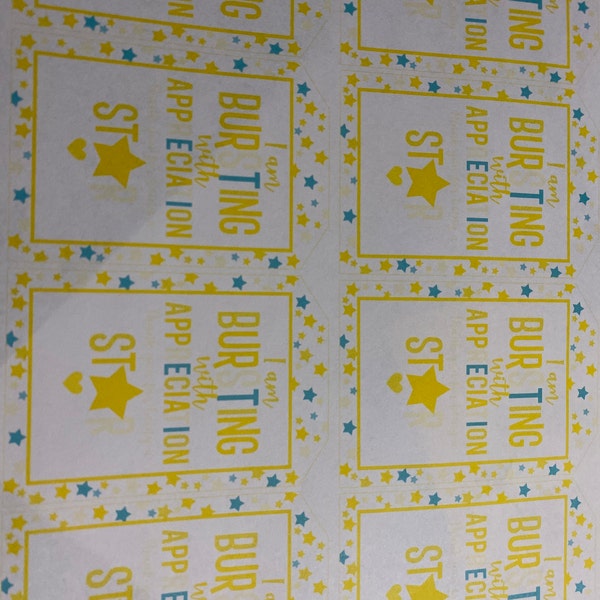 I Am Bursting With Appreciation Printable Gift Tags, Staff Thank You ...