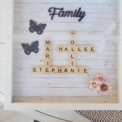 Scrabble Family Name Frame Art, Family Tree Wall Art, Scrabble Tile ...
