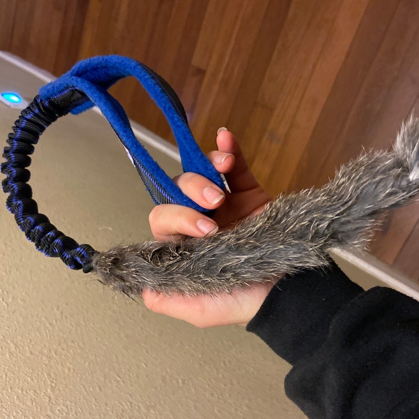 Paws Made Bunny Bungee Rabbit Fur Dog Tug High Reward Agility Flyball ...