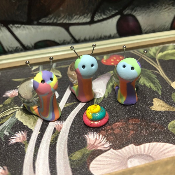 Polymer Clay Marble Snail Mummy or Ghost Halloween Fairy Garden Figure ...