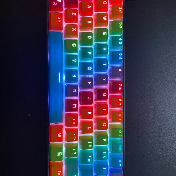 104 Custom Rainbow PBT Keycap Set for Cherry MX Style Switches. Backlit ...