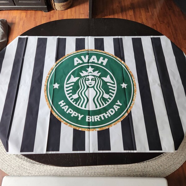Custom Baby Shower Backdrop Starbucks Backdrop Happy Birthday Party ...