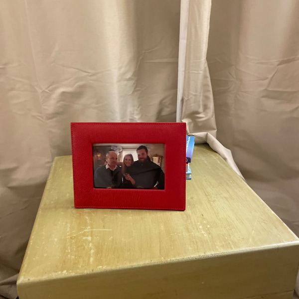 Personalised 2 Folding Leather Travel Photo Frame 6x4 Portable Picture ...