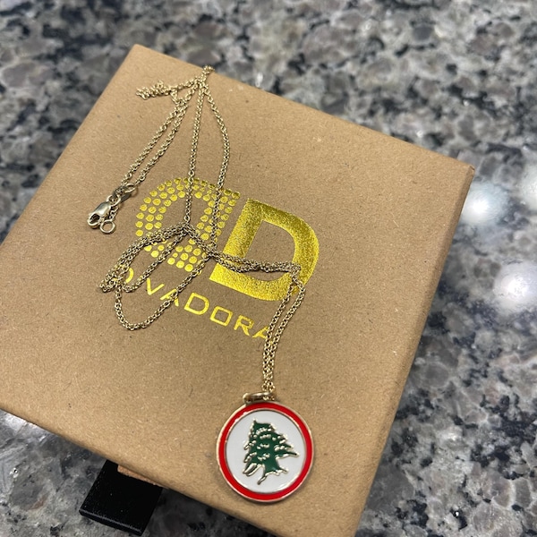 14K Solid Gold Lebanese Flag Necklace, Enamel Lebanon Flag, Patriotic ...
