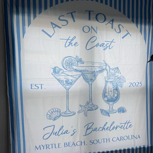 Coastal Cowgirl Bachelorette Tapestry, Custom Beach Party Banner Decor ...