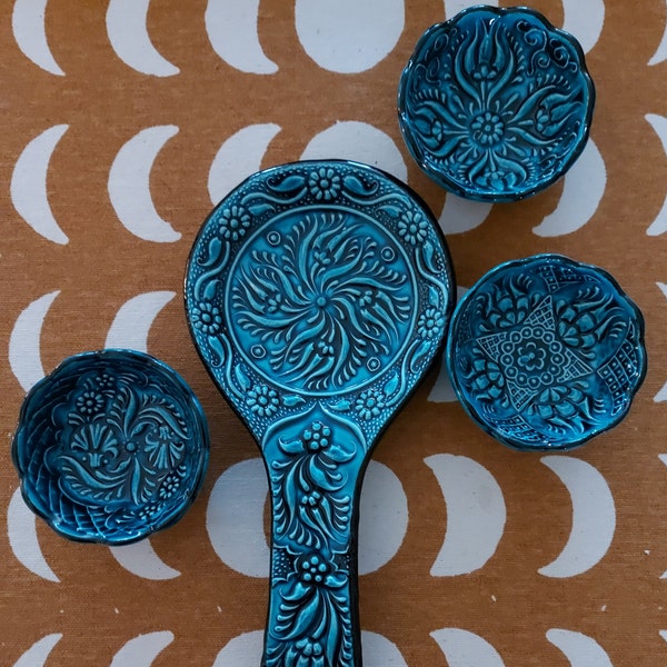 17 Color , Turquoise Ceramic Spoon Rest, Handmade Pottery, Spoon ...