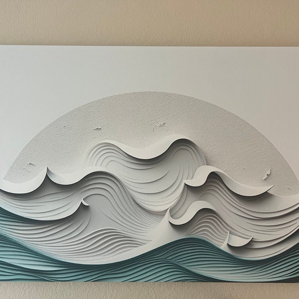 Ocean Waves Wall Art - Open Backed Stretched Canvas Print, Matte Canvas ...