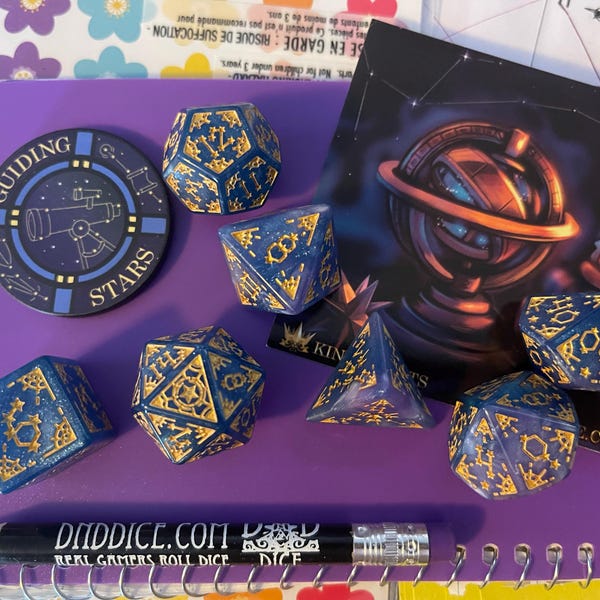 Guiding Stars Exclusive 7 Dice Set | Unique Constellation Star Chart ...