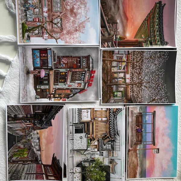 Korean Art / Sunset in Bukchon Hanok Village/ Seoul Sunset,korean Wall ...