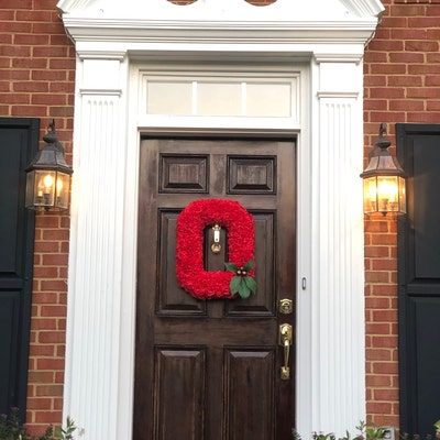 THE Official OSU Block O Wreath With Over 100 Red Silk Carnations, Real ...