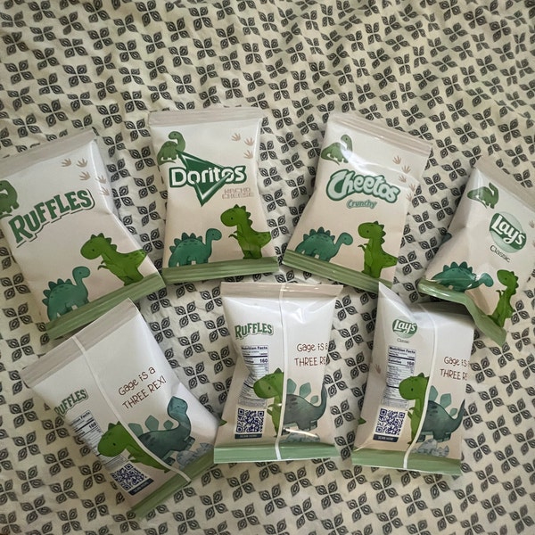 Dino Chip Bags Dinosaur Party Snacks Dinosaur Party Favor Bags Custom ...